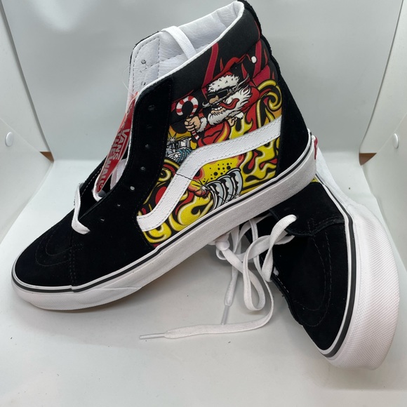 Vans | Shoes | New Vans Sk8hi Santa Flame Black Mens Shoes Size No Box ...